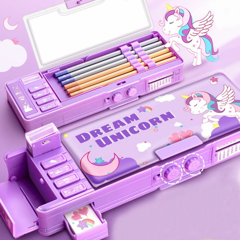 Пенал estojo escolar пароль ручка единорог kawaii пеналы многофункциональный корейские школьные канцелярские -jua