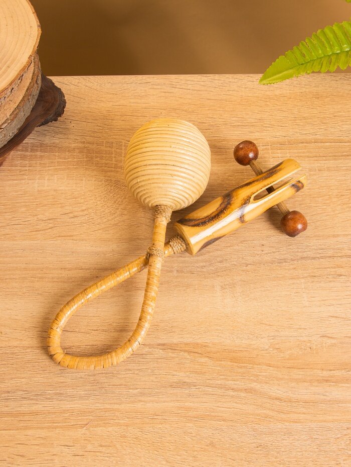 Сувенирный музыкальный инструмент «Маракас-Стучалка», 24×15×7 см