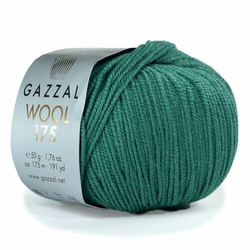 Пряжа Gazzal Wool 175 цвет 319 изумрудная зелень (50г/175м, упаковка 5 мотков)