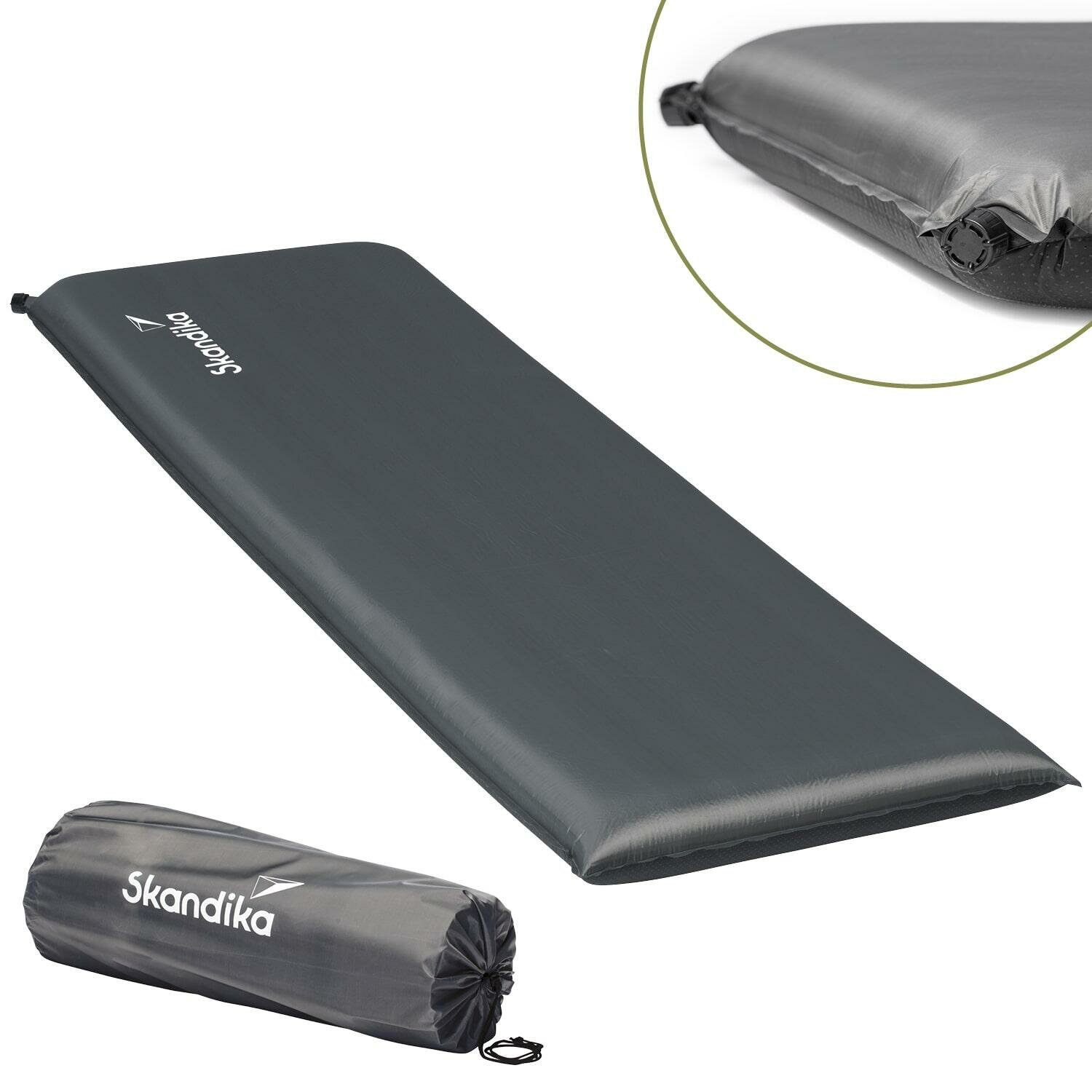 Decathlon Самонадувающийся кемпинговый коврик Skandika Easy Single, 196 x 60 x 10 см, светло-серый, с чехлом