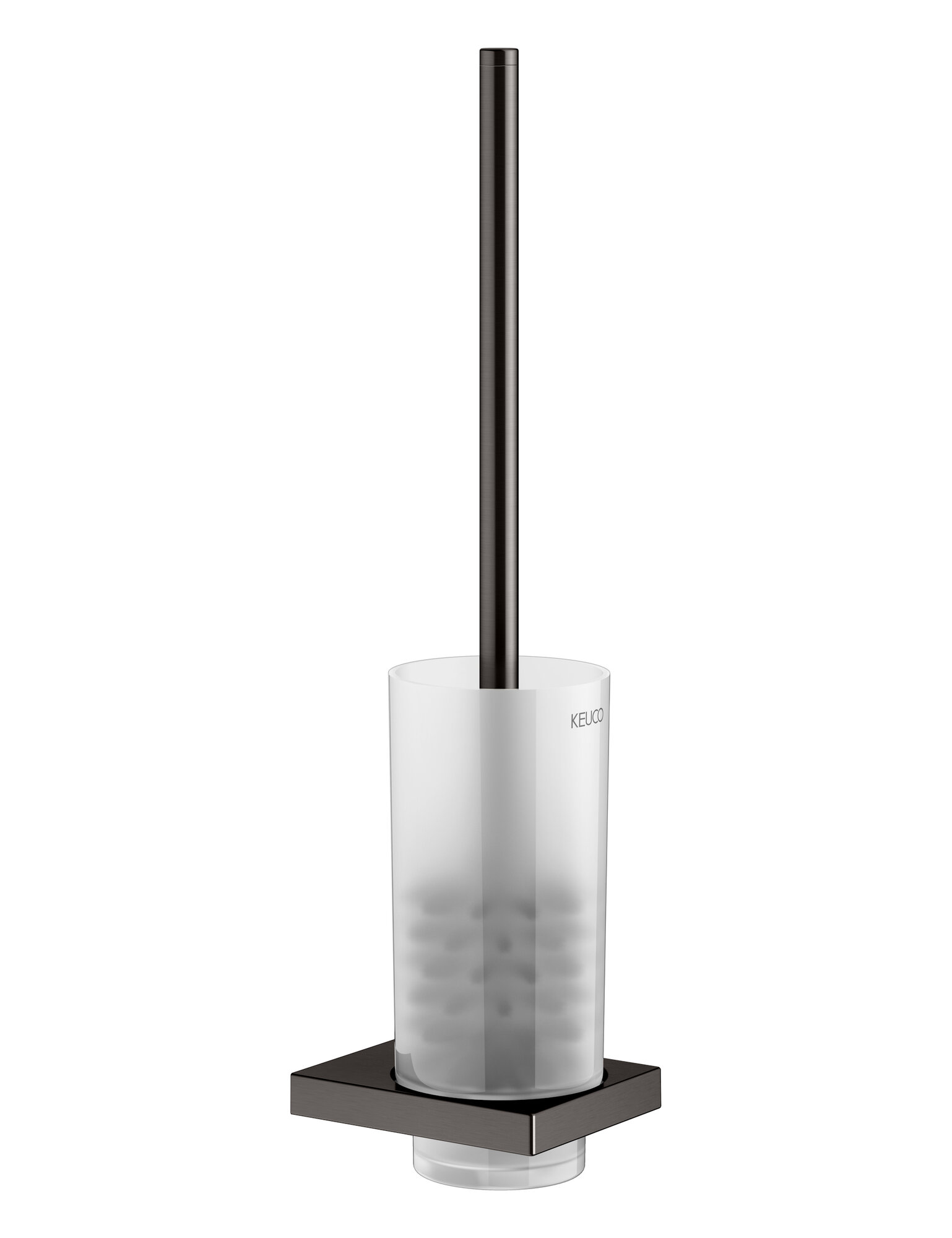 Туалетный гарнитур Keuco Edition 11, настенный, с хрустальной матовой колбой, титан чёрный шлифованный 11164 359000