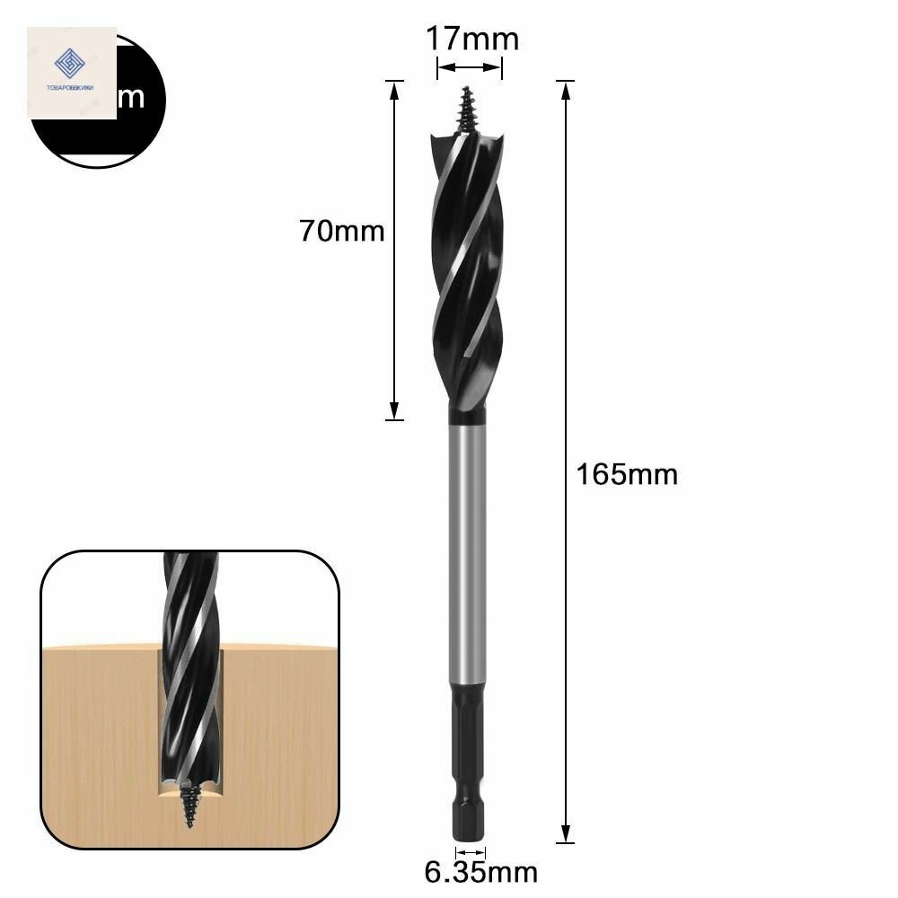 Сверло по дереву спиральное 17мм
