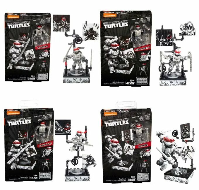 Mega Bloks/Teenage Mutant Ninja Turtles -Комбинация из 4 символов, черно-белая коллекция
