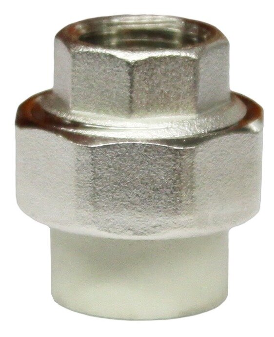 Муфта комбинированная FV-Plast / ФВ-Пласт разъемная с внутренней резьбой полипропиленовая, серая, диаметр подключения 32мм, резьба 1дюйм / фитинги