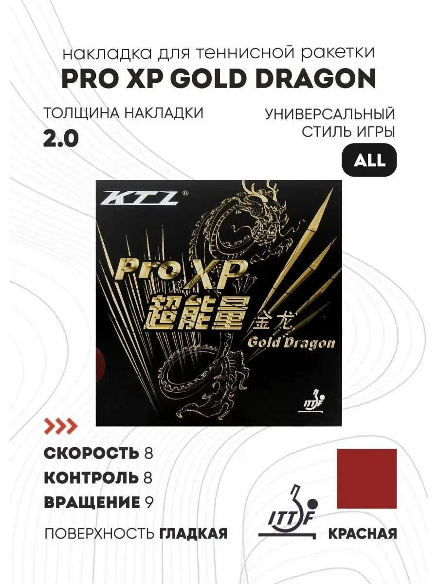 Накладка для ракетки PRO XP Gold Dragon (черная, 2 мм)