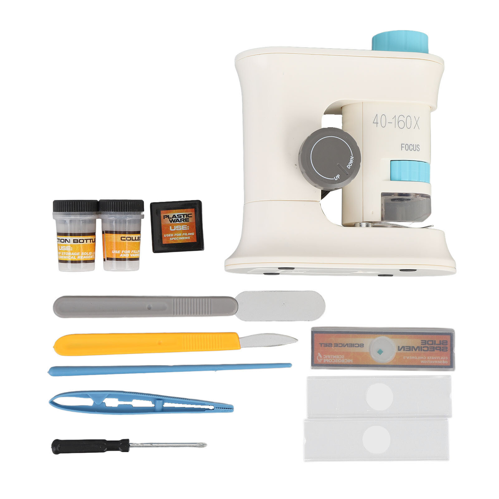 Детский микроскоп 40-160X с интеллектуальной магнитной индукцией, портативный ручной микроскоп, светло-голубой