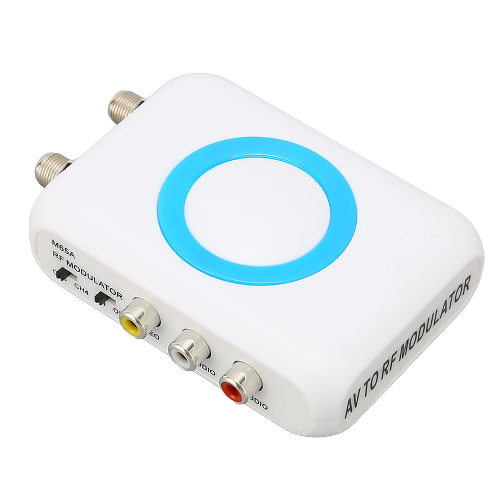 M65ANTSC Модулятор RF с поддержкой AV-выхода, Демодулятор VHF HD для системы кабельного телевидения CATV, стандарт TV NTSC, вход A/V RCA Female, вход RF F Female, выход RF F Female, материал пластик, частота CH3=61.25 / CH4=67.25, сопротивление 75OHm,