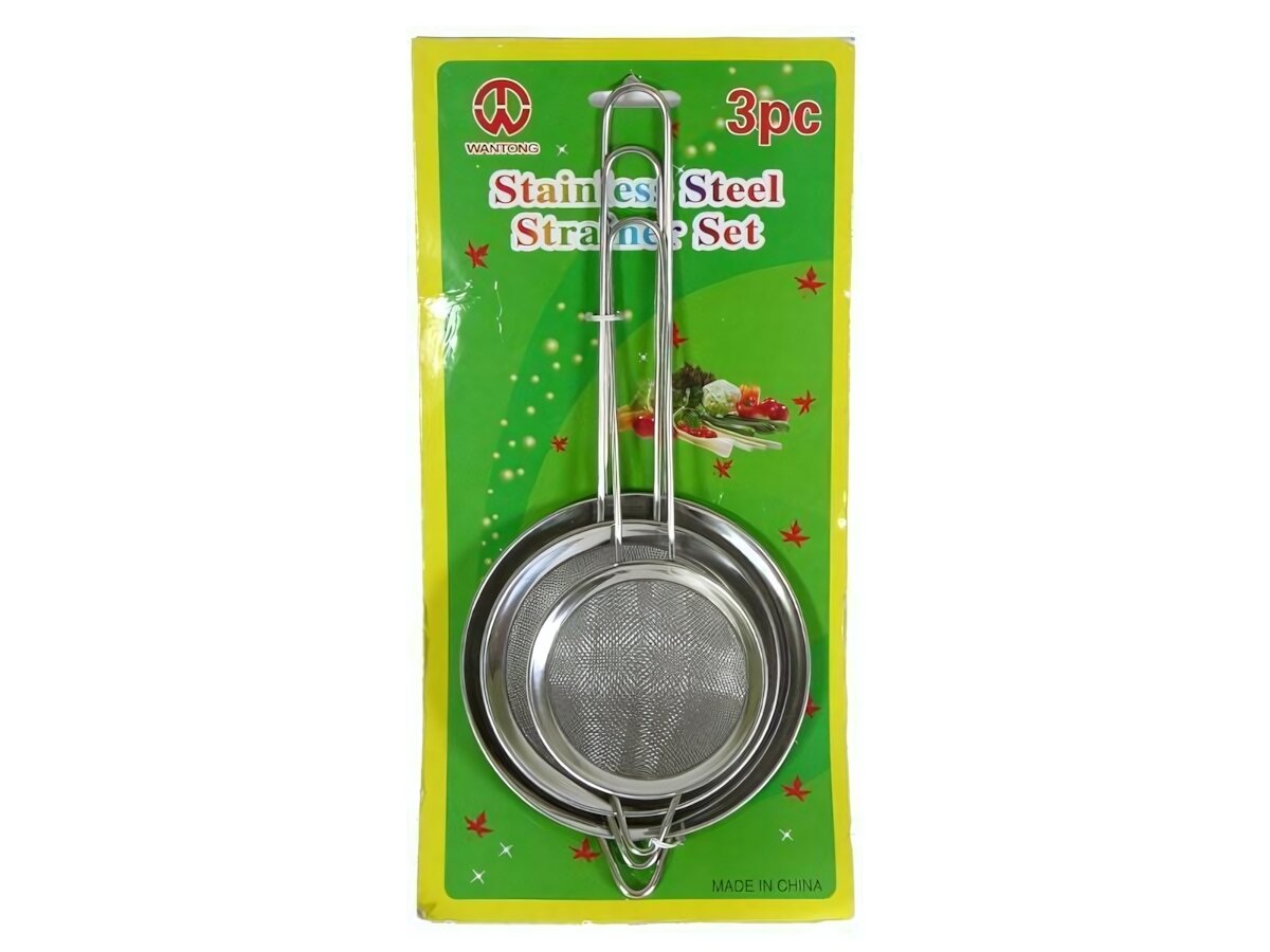 Набор сит из нержавеющей стали 3шт, диаметр 8/10/12см, удобные ручки