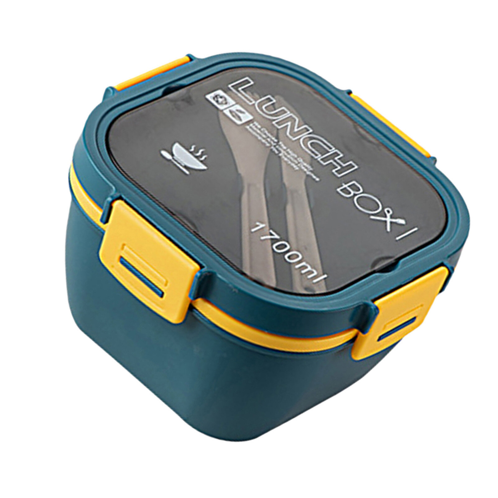 Двухслойный контейнер для салата, ланча, 4 отделения, контейнер для соуса, вилка, ложка, контейнеры для хранения продуктов питания для обеда, закусок, школьных поездок