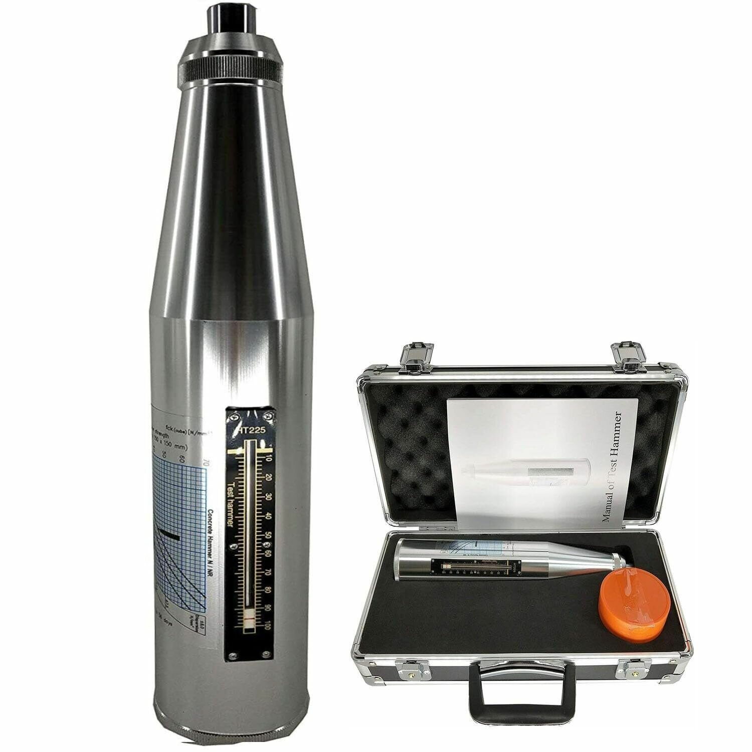 Твердомер для бетона, для испытания на отскок, серый металлик