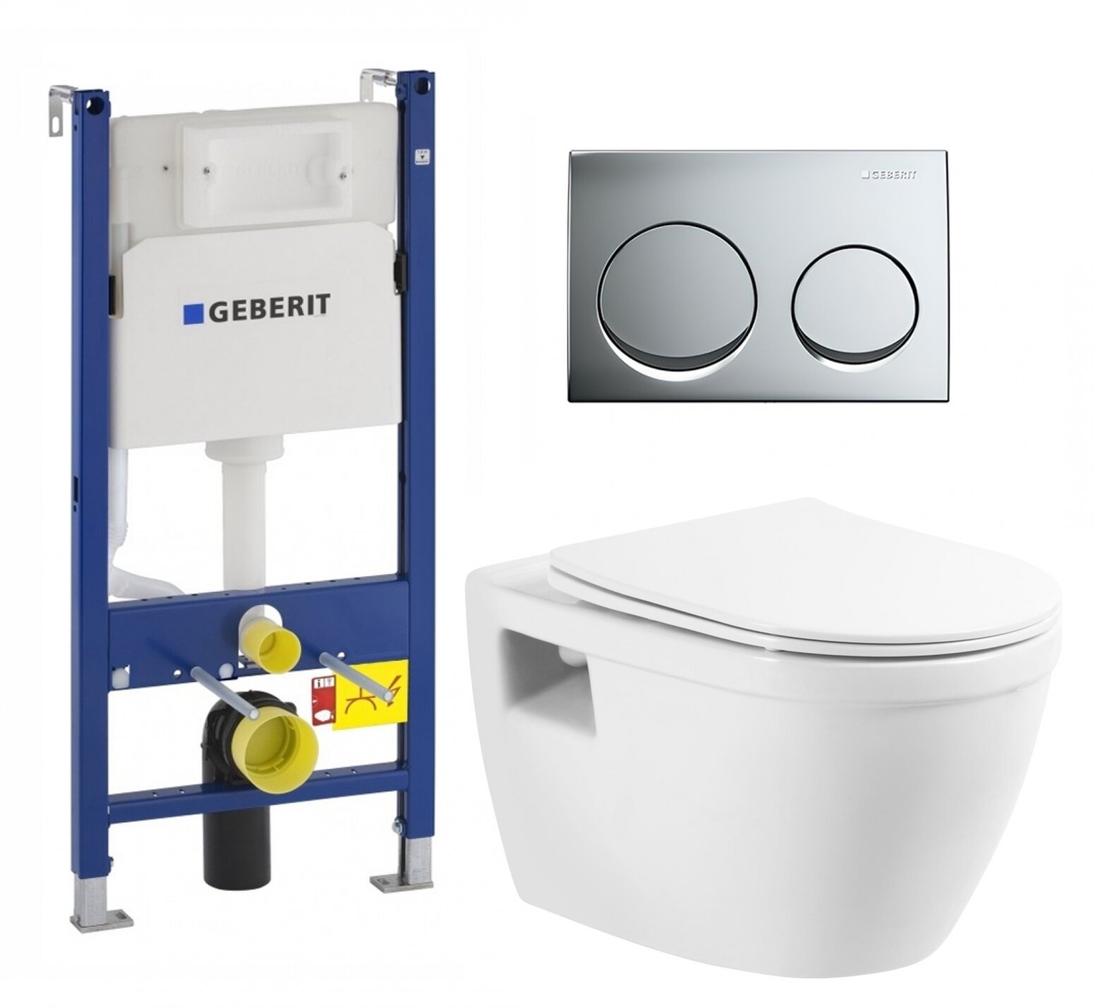 Комплект 3 в 1 инсталляция Geberit Duofix + Унитаз подвесной BelBagno Loto BB070CHR/SC + кнопка хром
