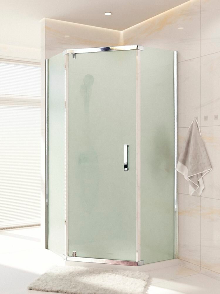 Душевой уголок трапеция Royal Bath 85х120х200 закаленное стекло матовое 6мм профиль хром