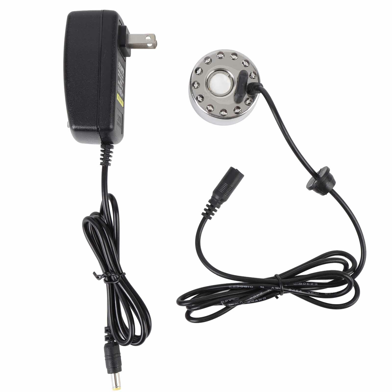 Генератор тумана из цинкового сплава с 12 светодиодами, меняющими цвет, ультразвуковой распылитель тумана для фонтана, пруда, альпийской горки, птичьей поилки, увлажнитель воздуха, вилка стандарта США