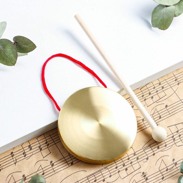 Гонг с колотушкой Music Life музыкальный инструмент, диметр 9 см