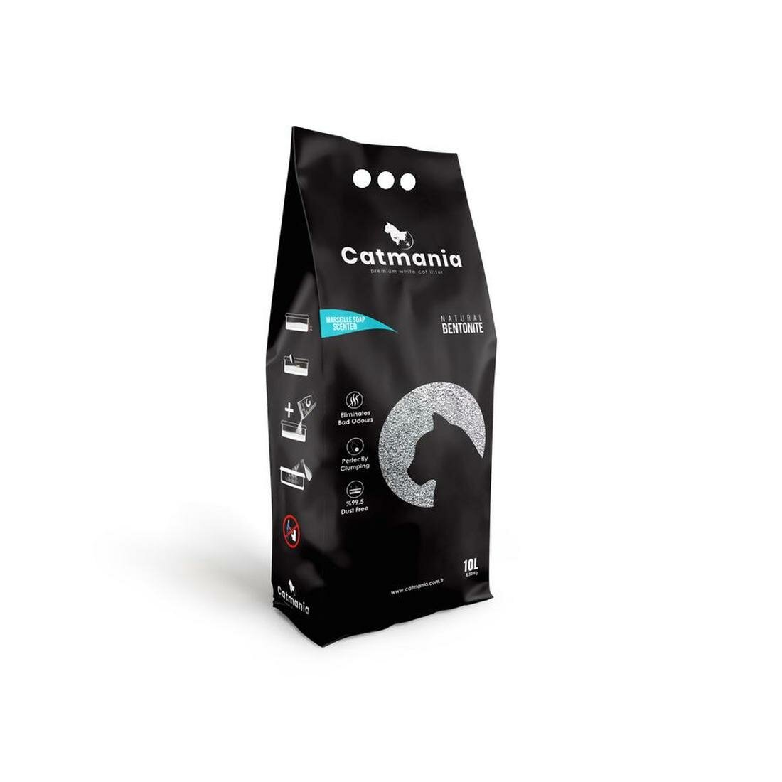 Наполнитель для кошачьего туалета бентонитовый Catmania, комкующийся, с ароматом марсельского мыла 10 л (8.5кг)