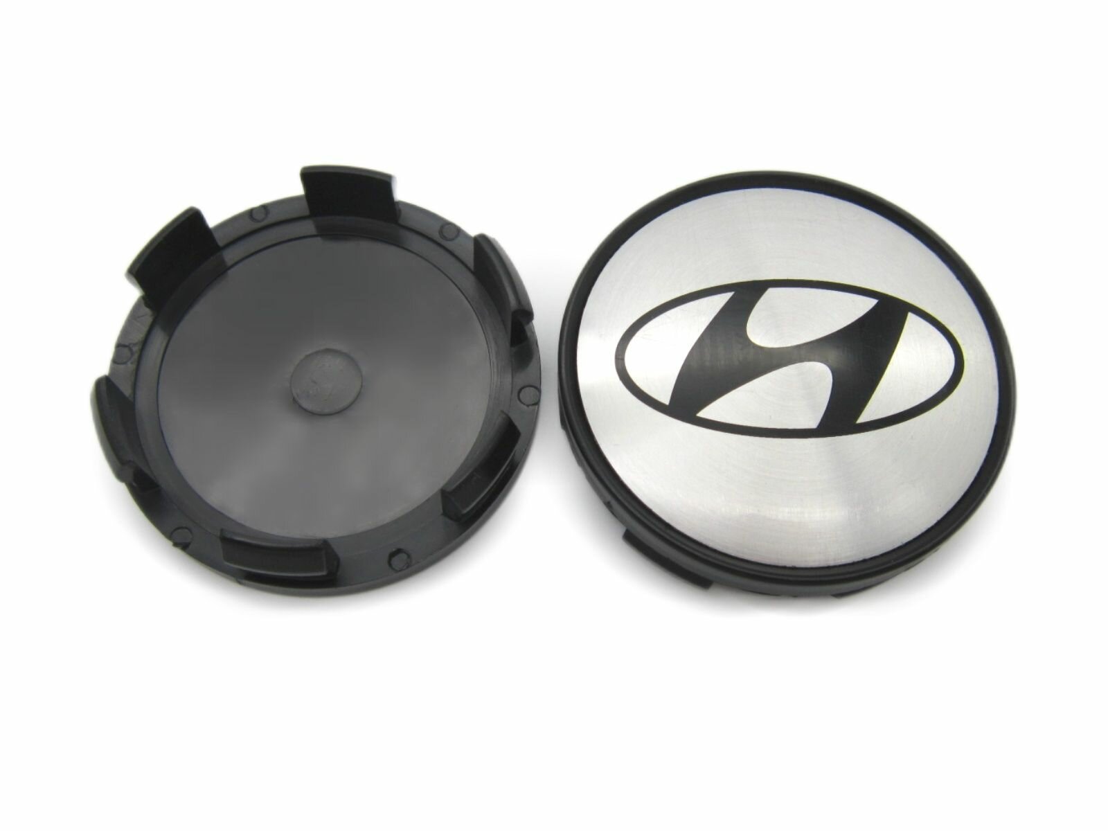 Колпачок заглушка на литой диск Hyundai chrome black logo 59/56/10 мм, 1 шт.