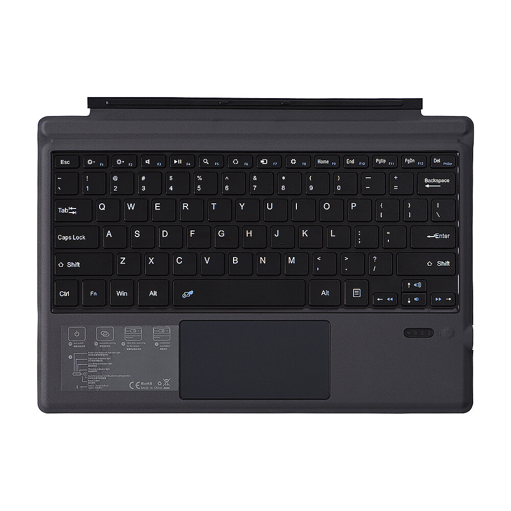 BT Wireless Keyboard 12.2 Inch для Microsoft Surface Pro3, Pro4, Pro5, Pro6 (2017), протокол BT 3.0/4.0/1.1, материал ABS, расстояние подключения 10M, емкость батареи 350mAh, температура работы -10℃-55℃, время ожидания 60 дней, рабочее время 95 часов,