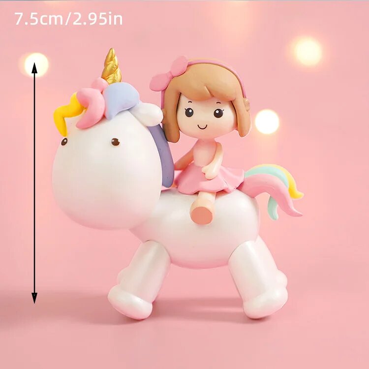Фигурка на торт Единорог с девочкой, 7.5см, Розовый, Unicorn Girl 1