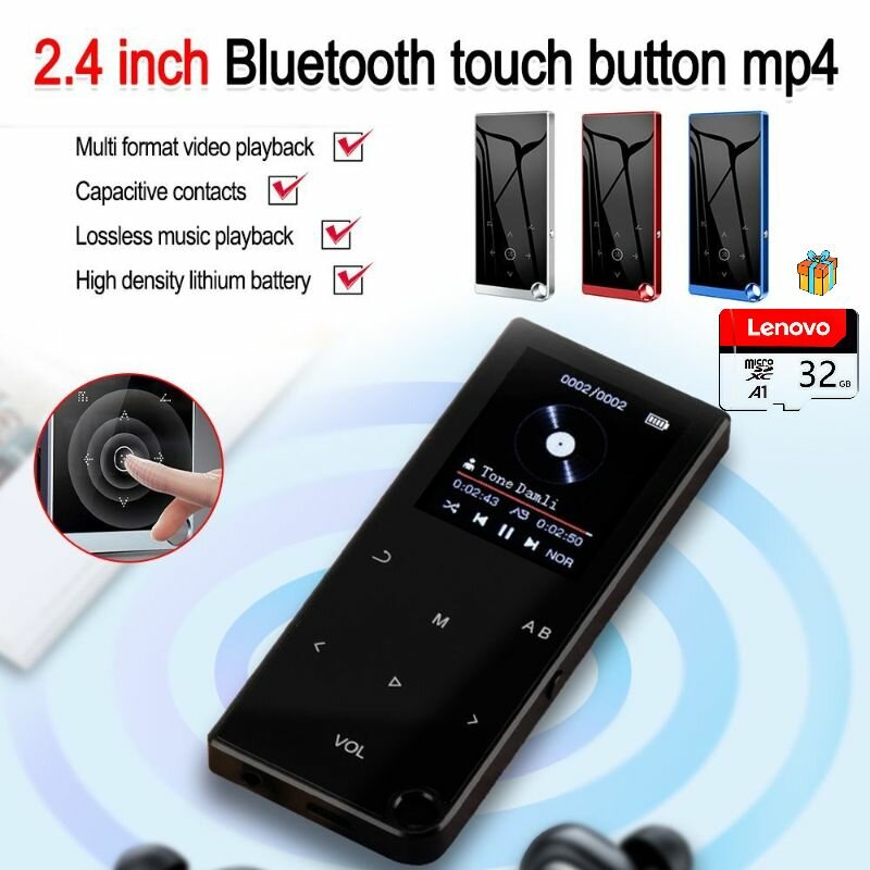 MP3-плеер, 2,4-дюймовая сенсорная кнопка c Bluetooth, 700 мАч, длительное время автономной работы, USB 3.0