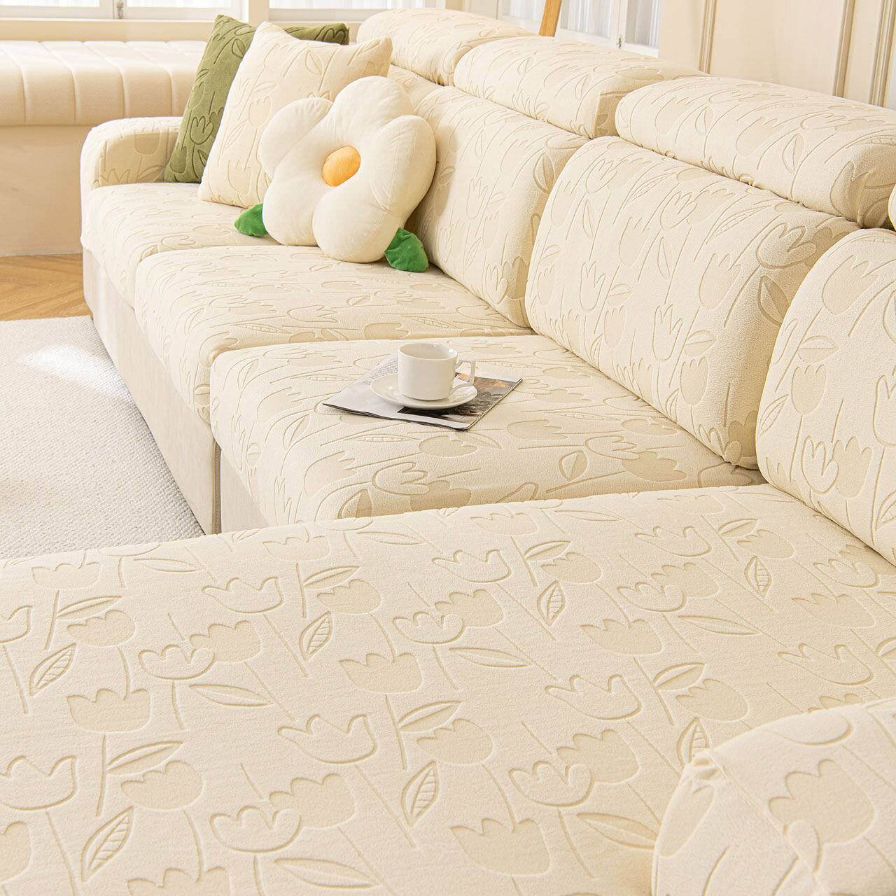 Нескользящий чехол для дивана, износостойкий протектор мебели,190,110,1, светло-бежевый