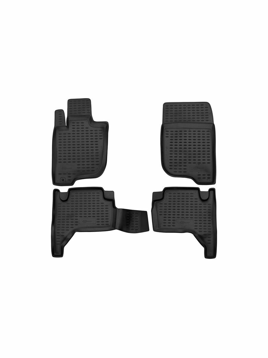 Коврики в салон 2D для MITSUBISHI L-200 2005-2015 (IV) пикап FORMAT 4 шт. черный полиуретан / Митсубиси Л200