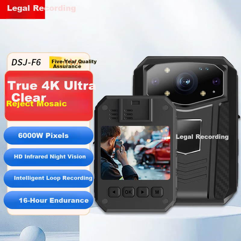 Law Enforcement Body Camera 4K HD Night Vision Chest Worn Wearable Recorder Portable Recording Device DSJ-F6