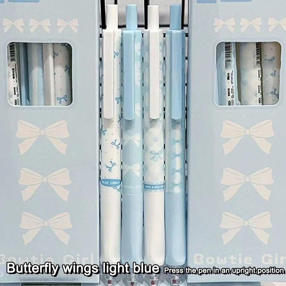 4 шт./компл, гелевая ручка с милым бантом, 0,5 мм, быстросохнущая нейтральная ручка, шариковая ручка с мягкой ручкой, инструмент для письма