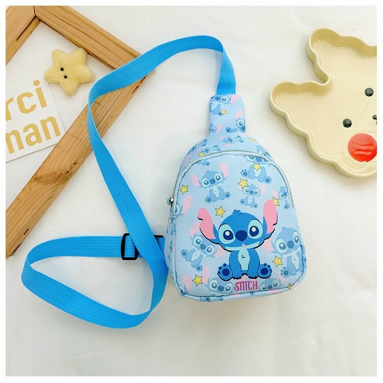 Детский Рюкзак-Сумка Стич Кроссбоди, Нагрудный или Поясной, Легкий для Прогулок, Органайзер для Мелочи (Унисекс)