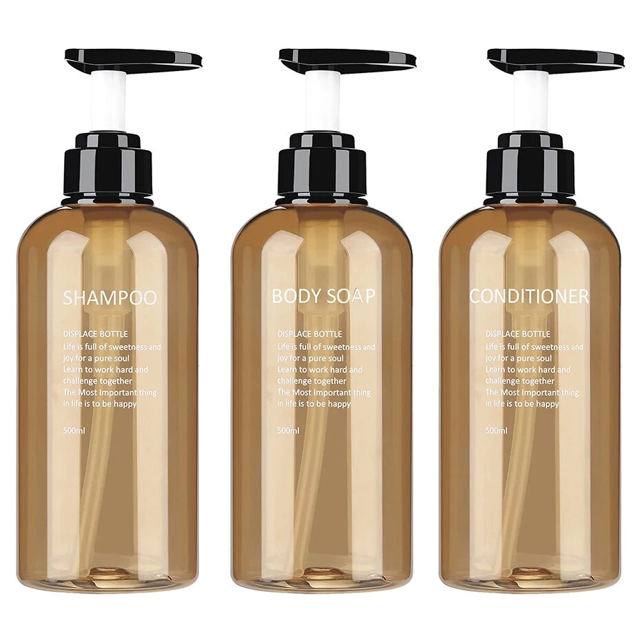 Набор из 3-х пластиковых дозаторов для ванной комнаты, amber 500ml