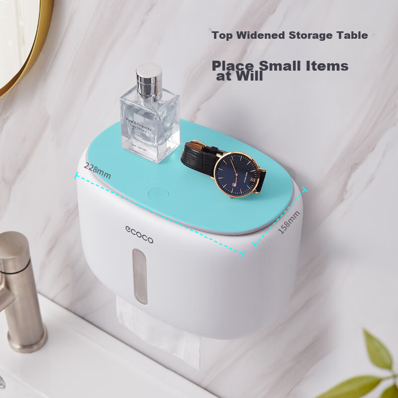 Ecoco Bathroom Tissue Box, Bathroom Storage Rack, Hand Towel Dispenser, Wall-Mounted Box, Toilet Paper Holder, Roll Paper Box E2320 Gray