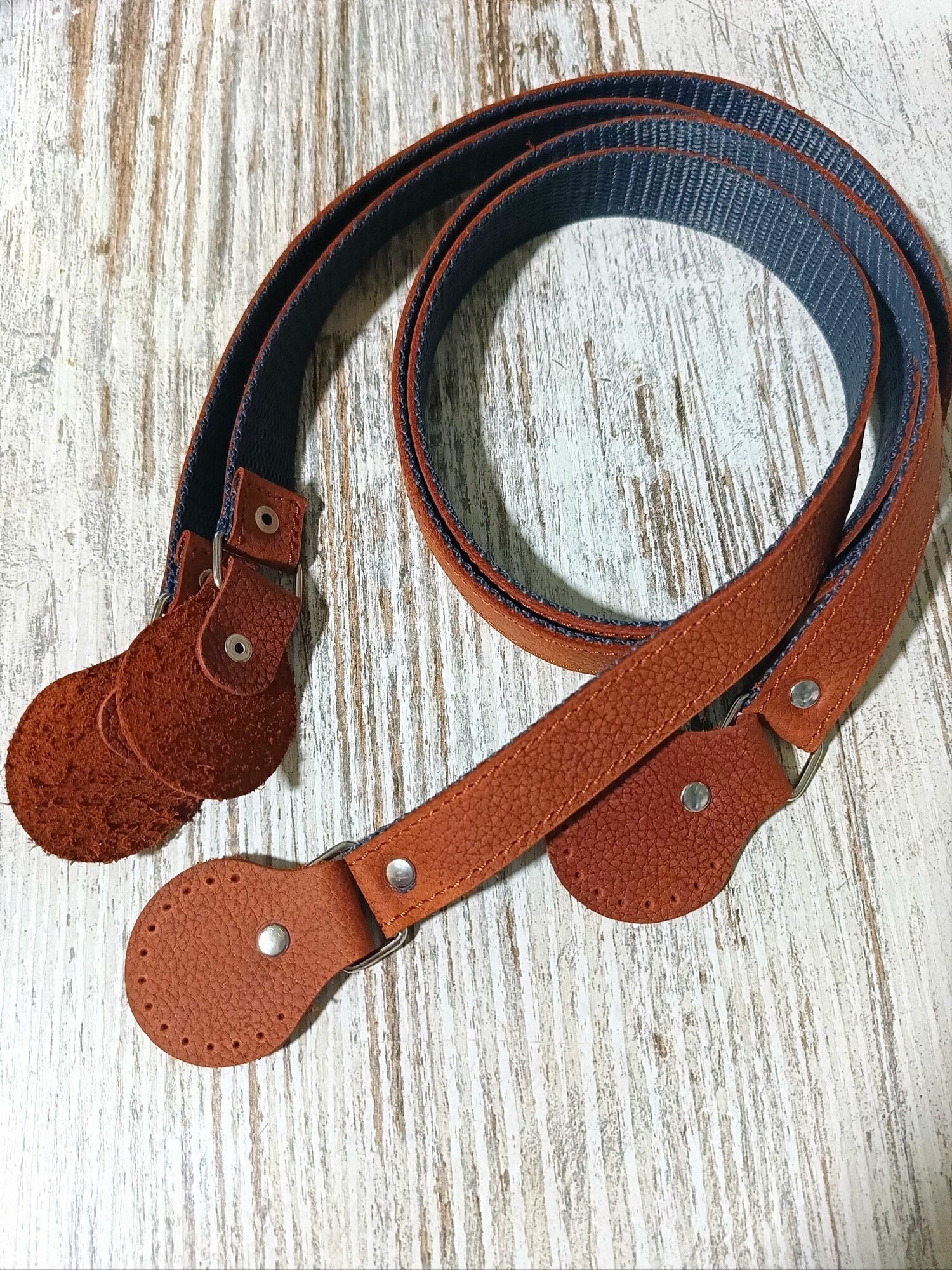 Ручки для сумки кожаные 2шт 85см коричневый