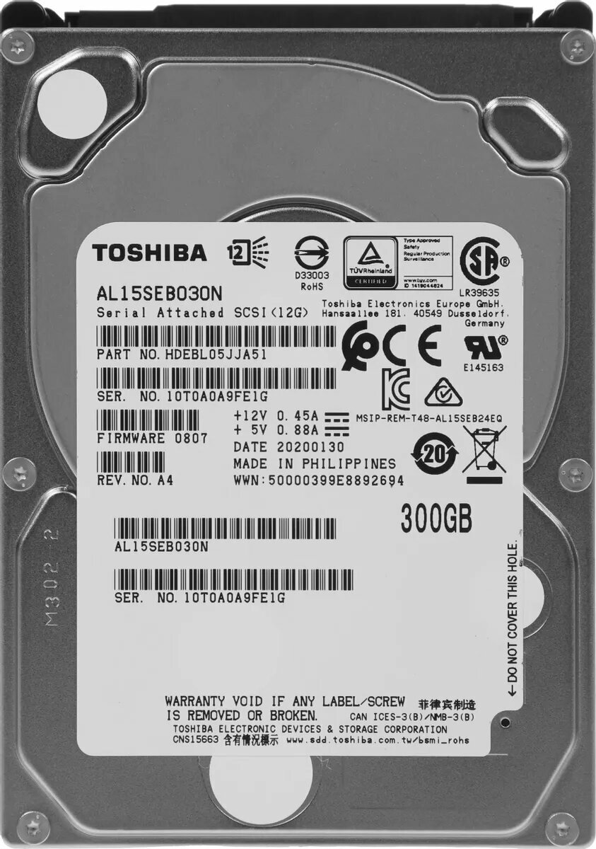 Жесткий диск SAS2.5" 300GB 10500RPM 128MB AL15SEB030N TOSHIBA