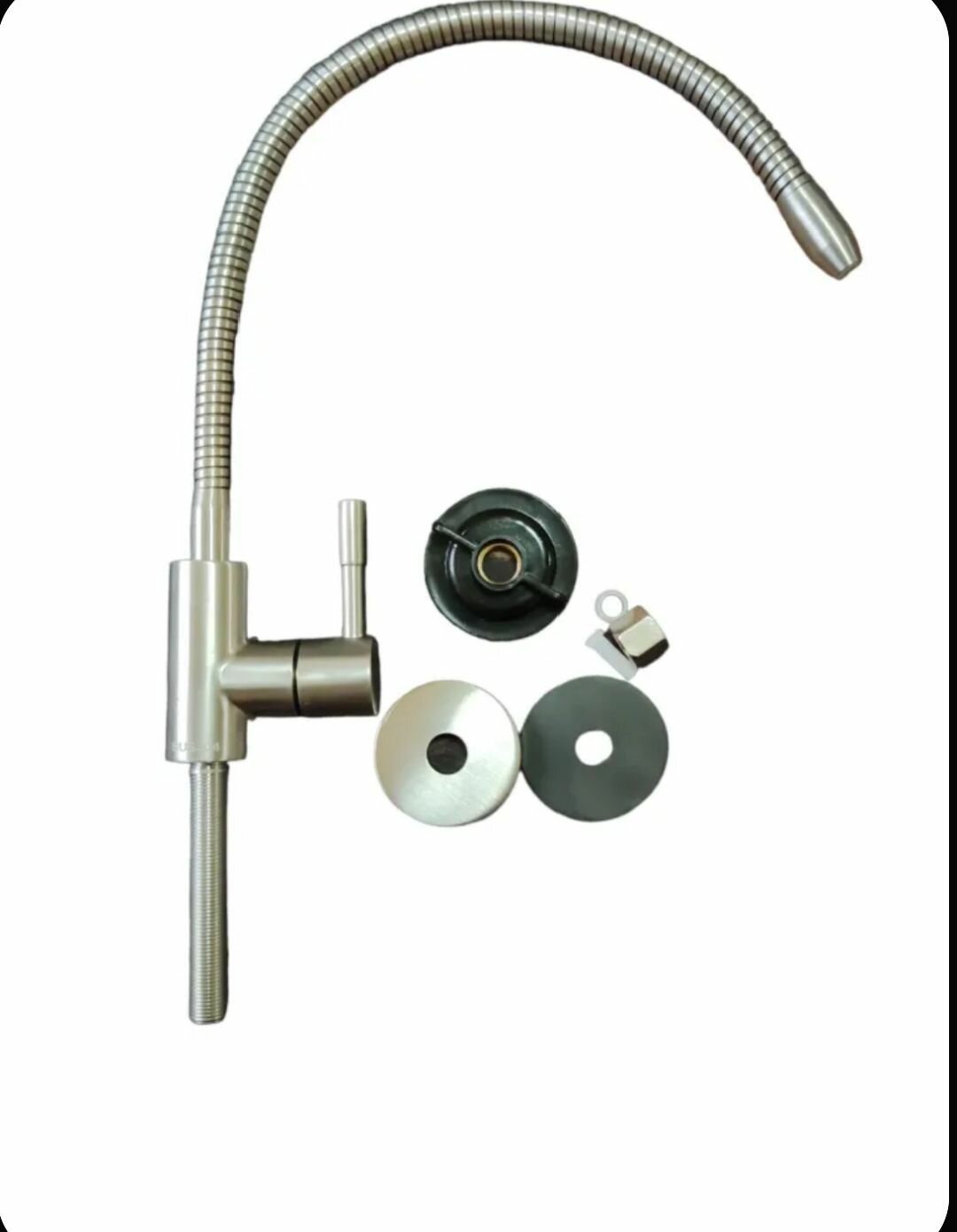 Кран для фильтра с гибким изливом, нержавейка