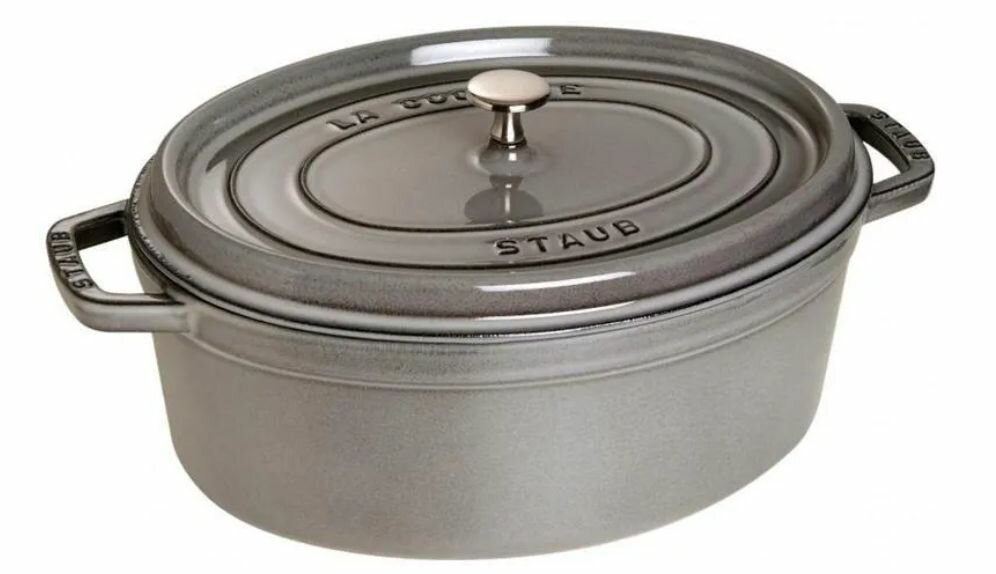 Чугунная овальная кастрюля Staub Cocotte 27 см, графитовая (405002760)