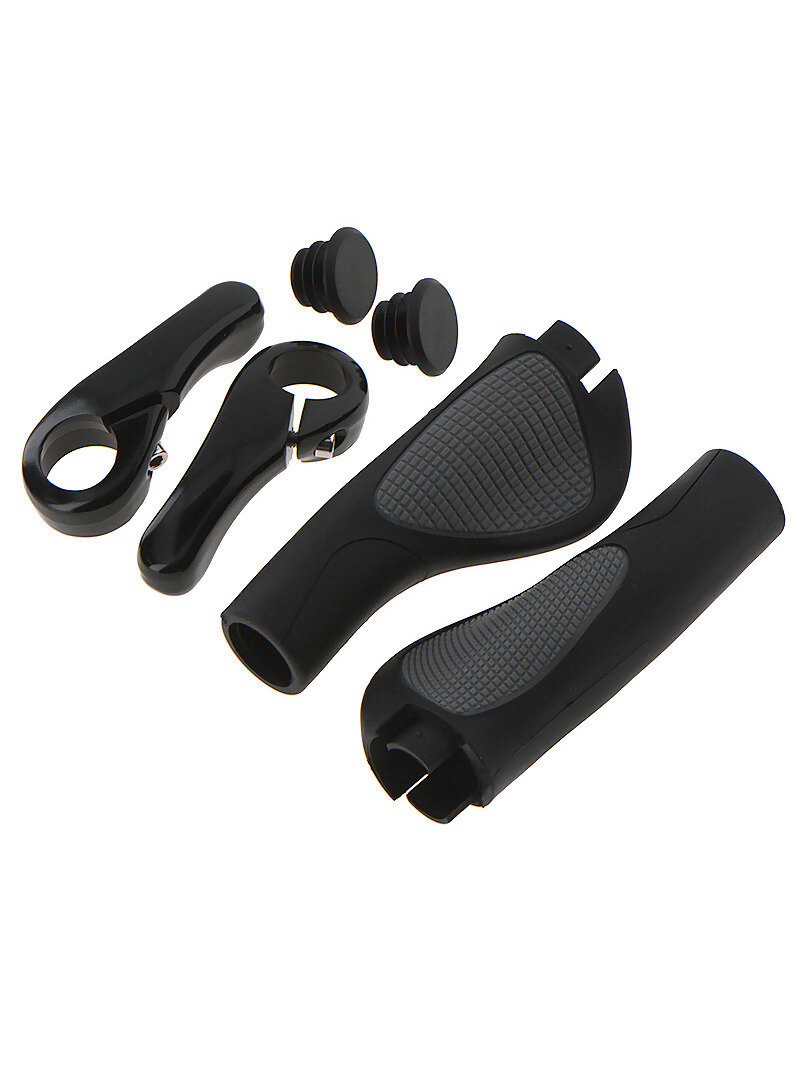 Грипсы (длина - 140 мм) с рогами, грипстоп (цв. черный/серый) ТИП 32