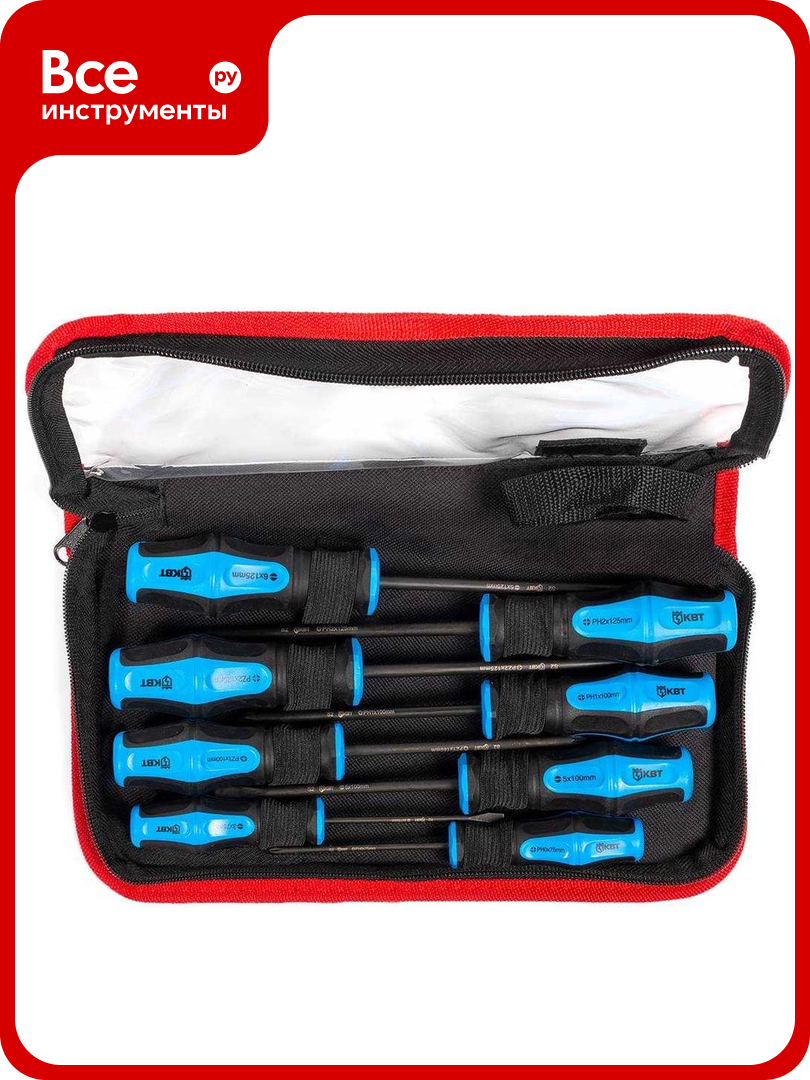 Набор отверток КВТ Мастер из стали S2 НО-08-S 87106, резиновая