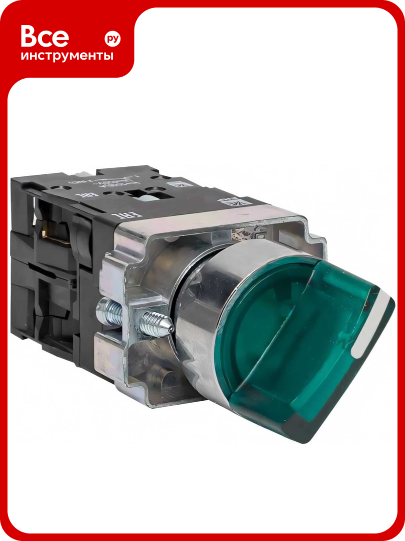 Переключатель EKF BD21 2P с зеленой подсветкой 230В NO PROxima xb2-bk21-g-230, поворотный тип, повышенная защита от пыли