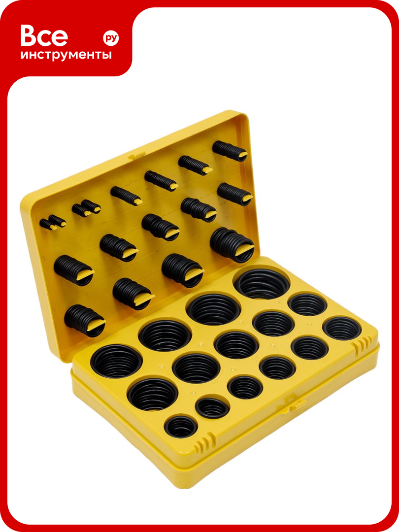 Набор колец резиновых уплотнительных O-Ring NBR70 метр. (№5с) 386 шт HIMPT 00028011432, резиновый, красный