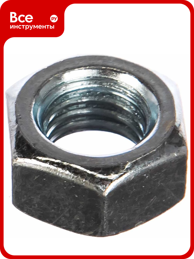 Шестигранная гайка DIN 934 из цинкованной стали, класс 8.8, правая резьба, размер под ключ 19 мм, фасовка 30 штук