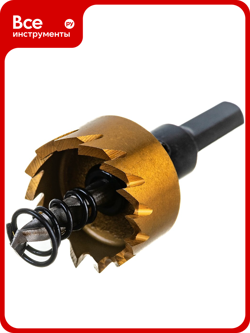 Коронка HSS с нитридтитановым покрытием по металлу 25 мм DENZEL 724104, для сверления отверстий в черных