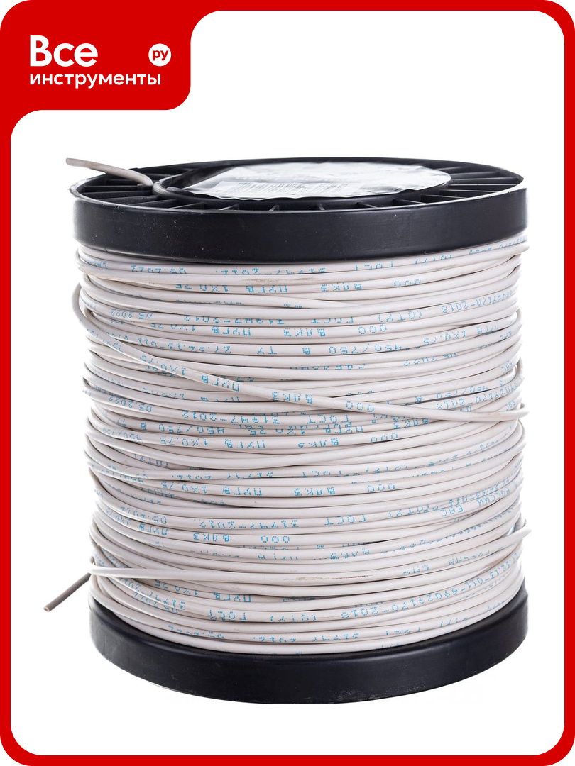 Провод ПУГВ Торкабель 0,75 белый 100м на катушке, Подойдет для замены устаревшей алюминиевой проводки