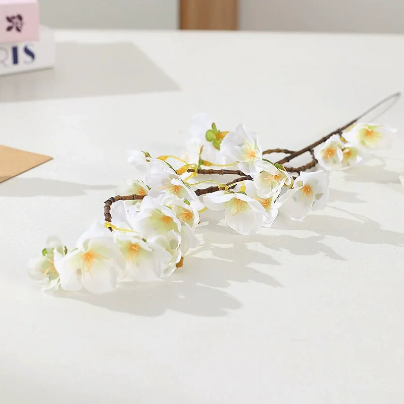 40 см искусственный цветок вишни, шелковый искусственный цветок сакуры, имитация ветки вишни для свадебного фестиваля, вечеринки, домашний декор Белый, White