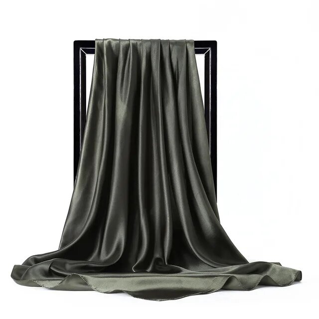 Роскошный шелковый шарф, женский атласный однотонный шарф-хиджаб, мусульманское парео, бандана, женская шаль, повязка на голову, платок 90*90 см