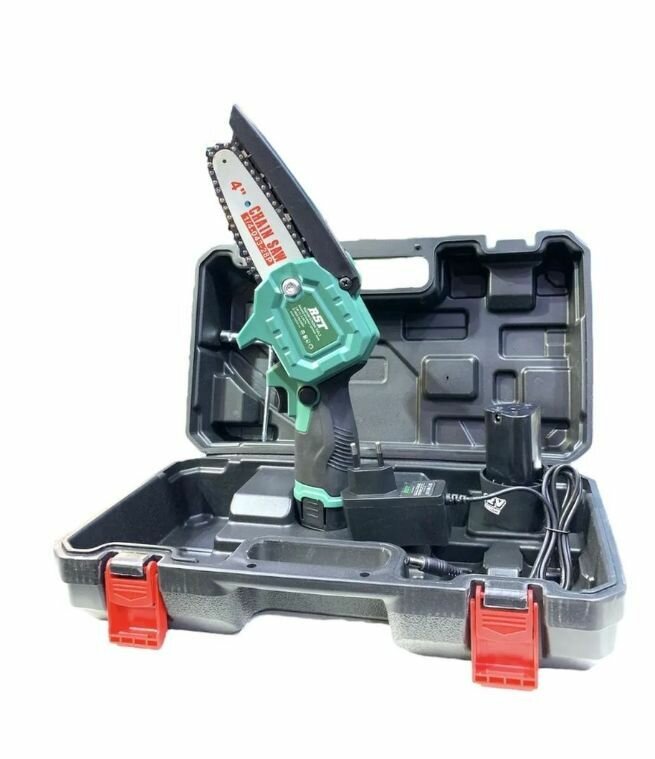 Аккумуляторная мини-цепная пила (сучкорез садовый) с двумя аккумуляторами 12В 2А/ч RST-2243