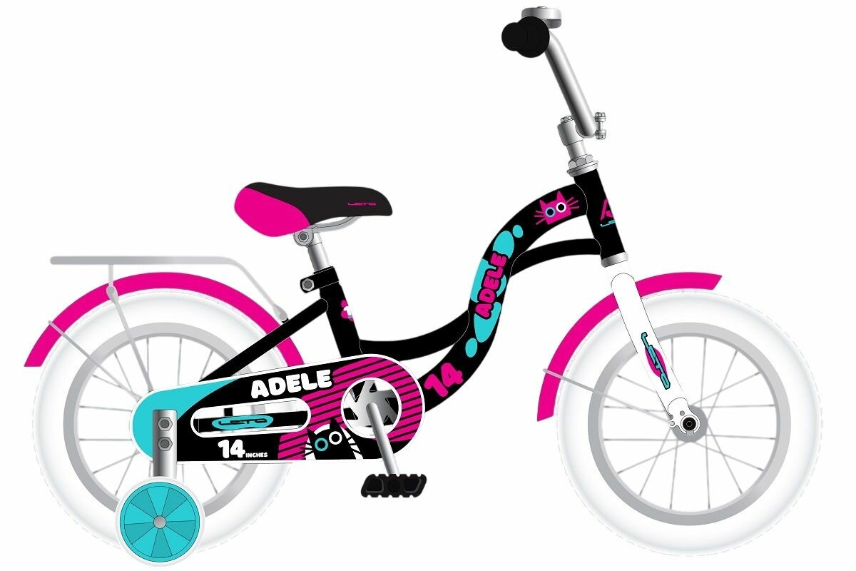 Велосипед LETO ADELE LT, сталь, односкоростной, 14", универсальные размеры, чёрный