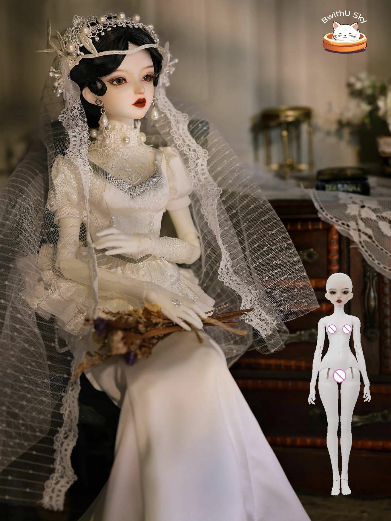 BwithUSky 1/4 Sophia обнаженная кукла с нормальной кожей, без макияжа, без аксессуаров