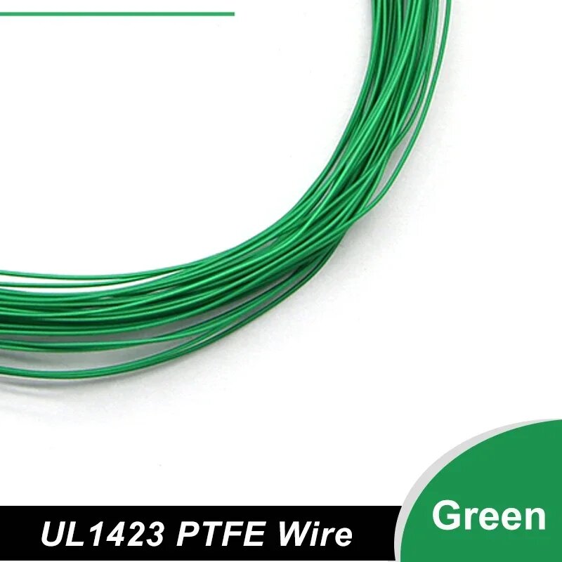 Одножильный посеребренный медный провод PTFE 38/36/34/30/28/26/24AWG 32AWG, Green, 10M