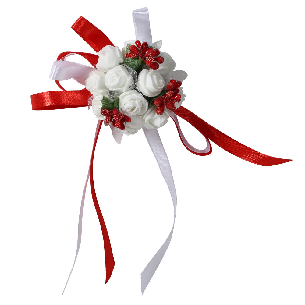 Красивая ручная лента цветочная свадебная подружка невесты корсажные выпускные украшения (красный)