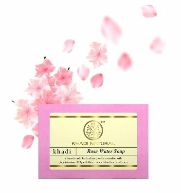 2 шт. Индийское мыло из Розовой водой (Khadi Rose Water Herbal Soap), 125гр.
