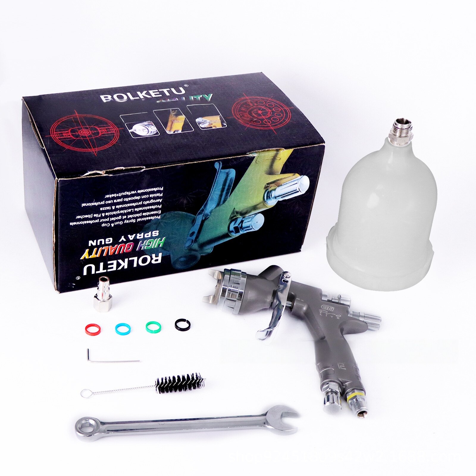 Пистолет-распылитель, пневматический, для использования в автомобилях, алюминиевый, серый, диаметр 1,8 мм